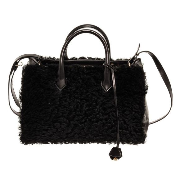 Balenciaga | Bags | Balenciaga Black Fur Padlock Nude Work Tote | Poshmark